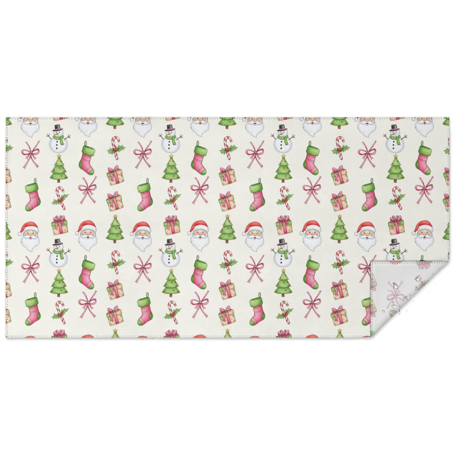 Christmas Santa Snowman Stocking Beige Pattern Rectangular Tablecloth ...