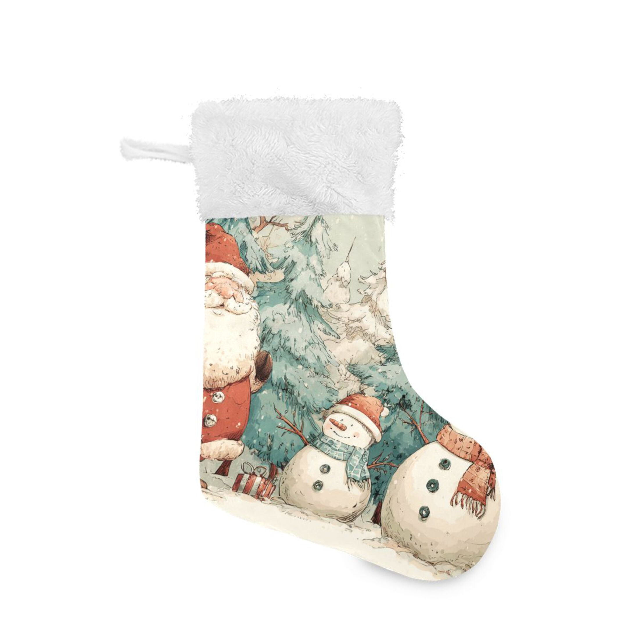 Christmas Santa Snowman Trees Retro Christmas Stockings Large Capacity ...