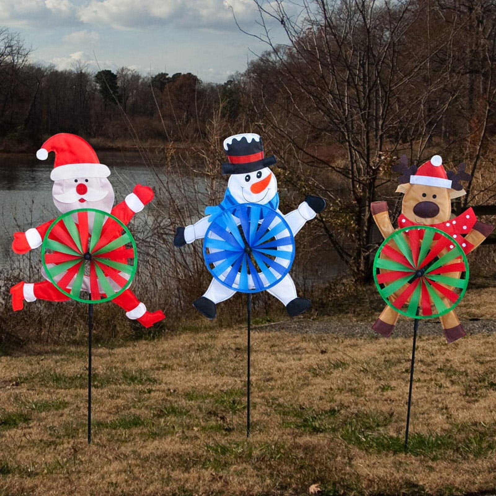 Christmas Santa Snowman and Reindeer Tummy Wind Spinners - Walmart.com
