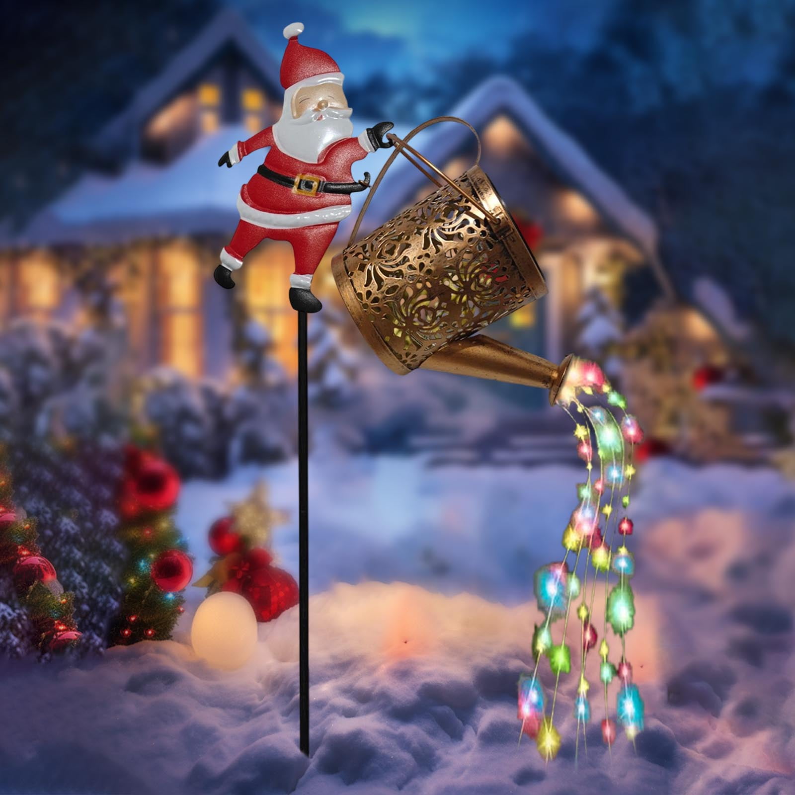Christmas Santa Solar Kettle Lights, 32.5" Lamp Solar LED Night Light ...