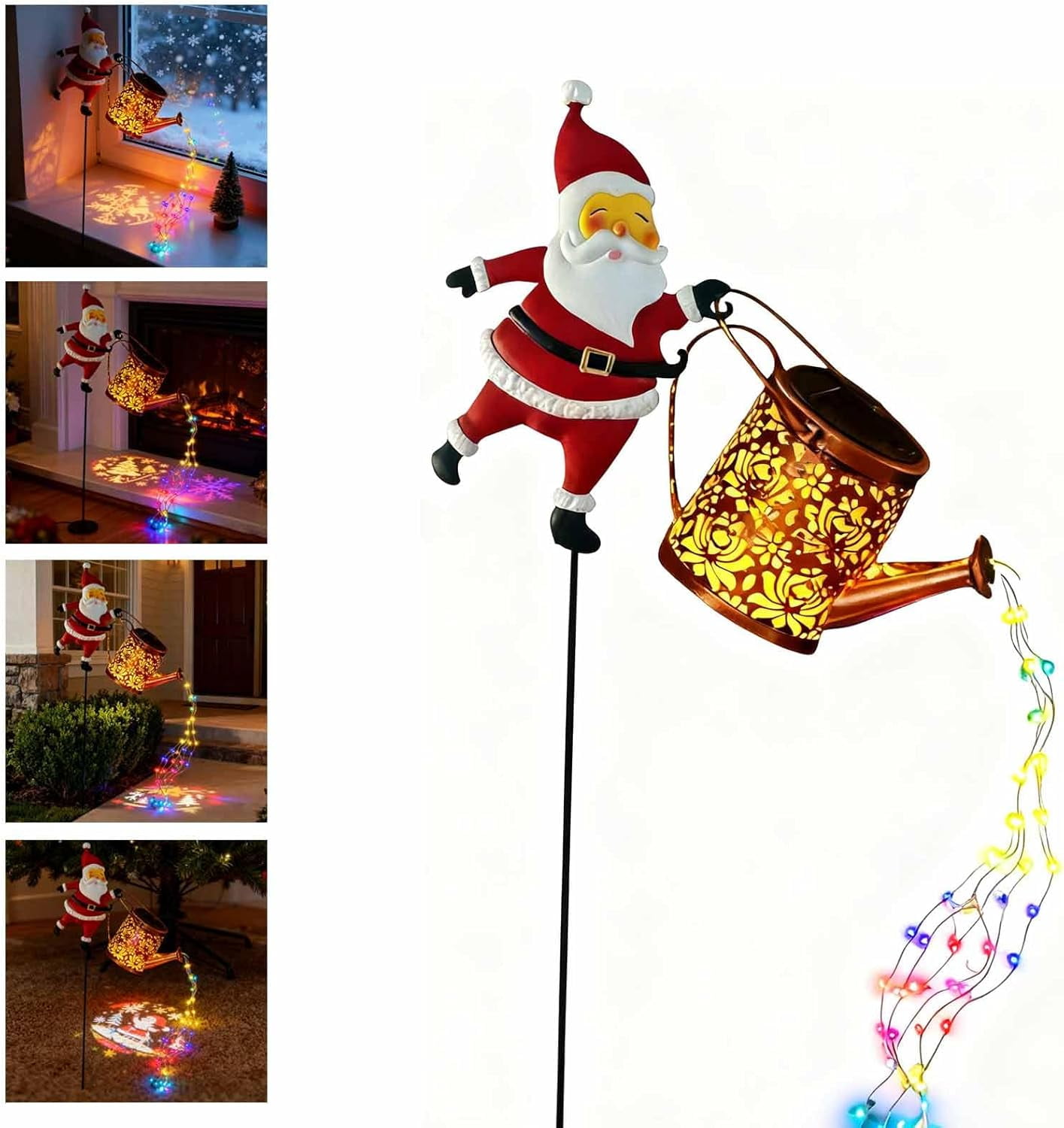 Christmas Santa Solar Kettle Lights Garden Lawn Decorative Lights, 1/2 ...