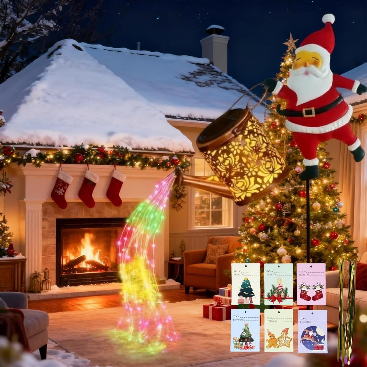Christmas Santa Solar Kettle Lights Garden Lawn Decorative Lights, Auto ...