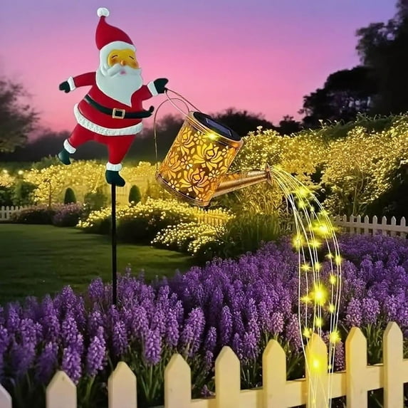 Christmas Santa Solar Kettle Lights, Garden Lawn Decorative Lights ...