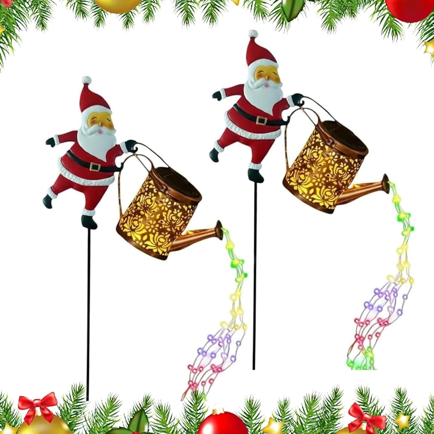 Christmas Santa Solar Kettle Lights Garden Lawn Decorative Lights ...