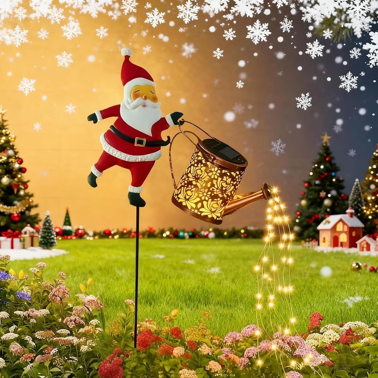 Christmas Santa Solar Kettle Lights Garden Lawn Decorative Lights ...