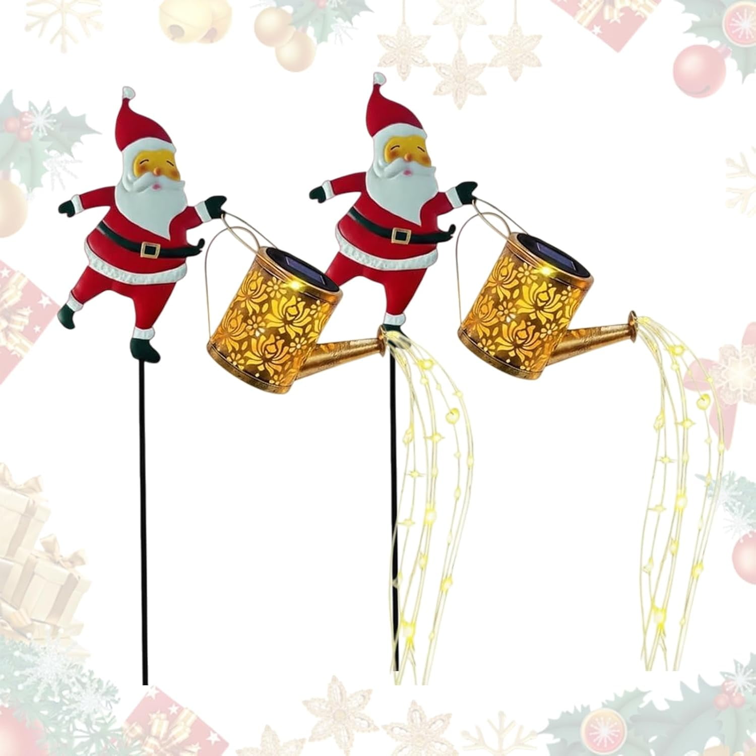 Christmas Santa Solar Kettle Lights Garden Lawn Decorative Lights with ...