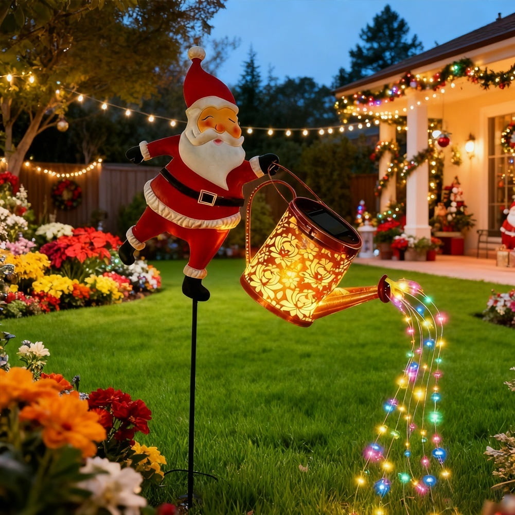 Christmas Santa Solar Kettle Lights Garden Lawn Decorative Lights ...