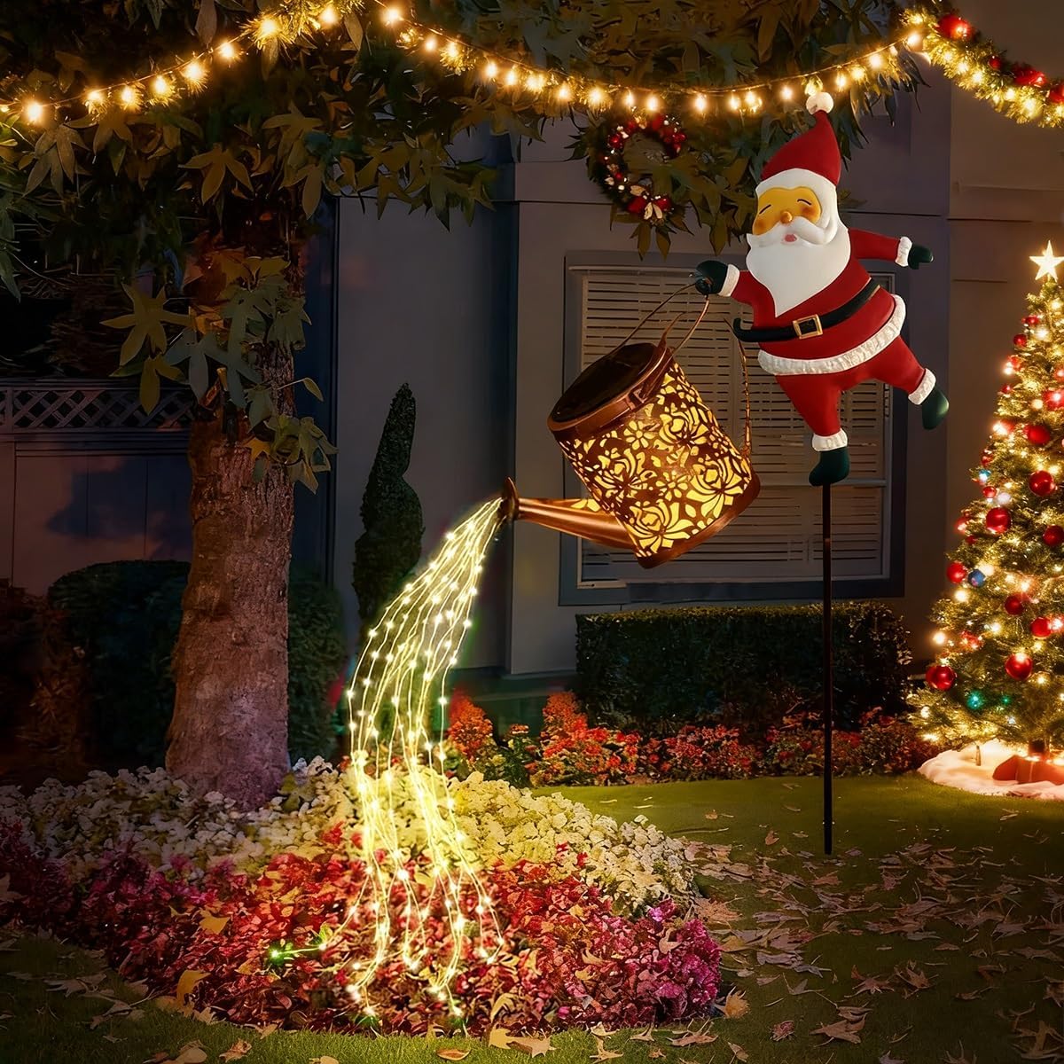 Christmas Santa Solar Kettle Lights Garden Lawn Decorative Lights ...