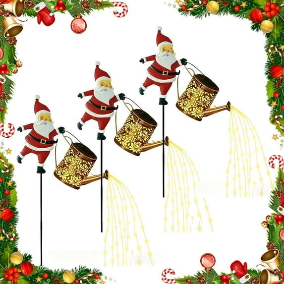 Christmas Santa Solar Kettle Lights Garden Lawn Decorative Lights ...