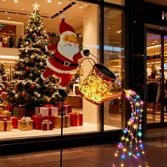 Christmas Santa Solar Kettle Lights Garden Lawn Decorative Lights ...