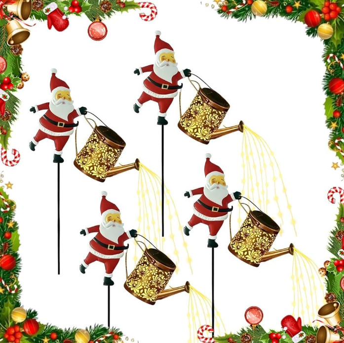 Christmas Santa Solar Kettle Lights Garden Lawn Decorative Lights ...