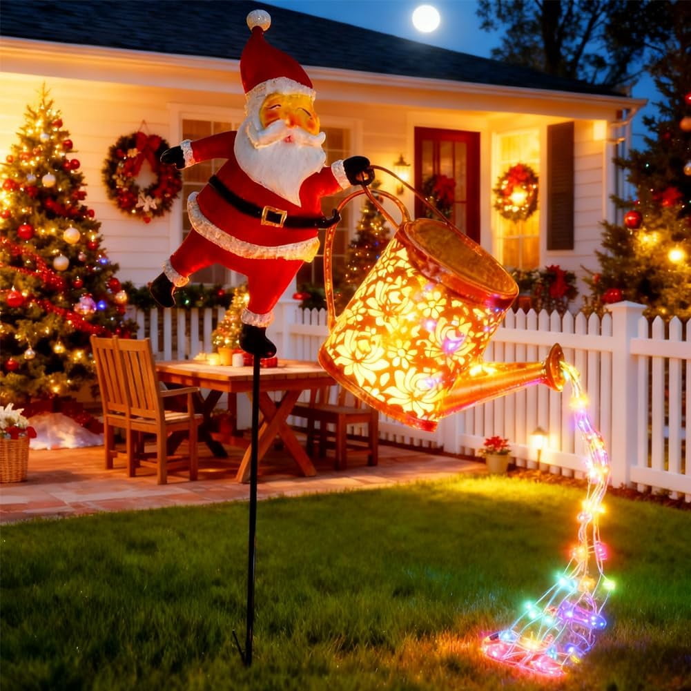 Christmas Santa Solar Kettle Lights Garden Lawn Decorative Lights ...