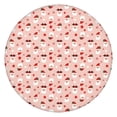 Christmas Santa Star Snowflake Pink Pattern Round Elastic Tablecloth ...