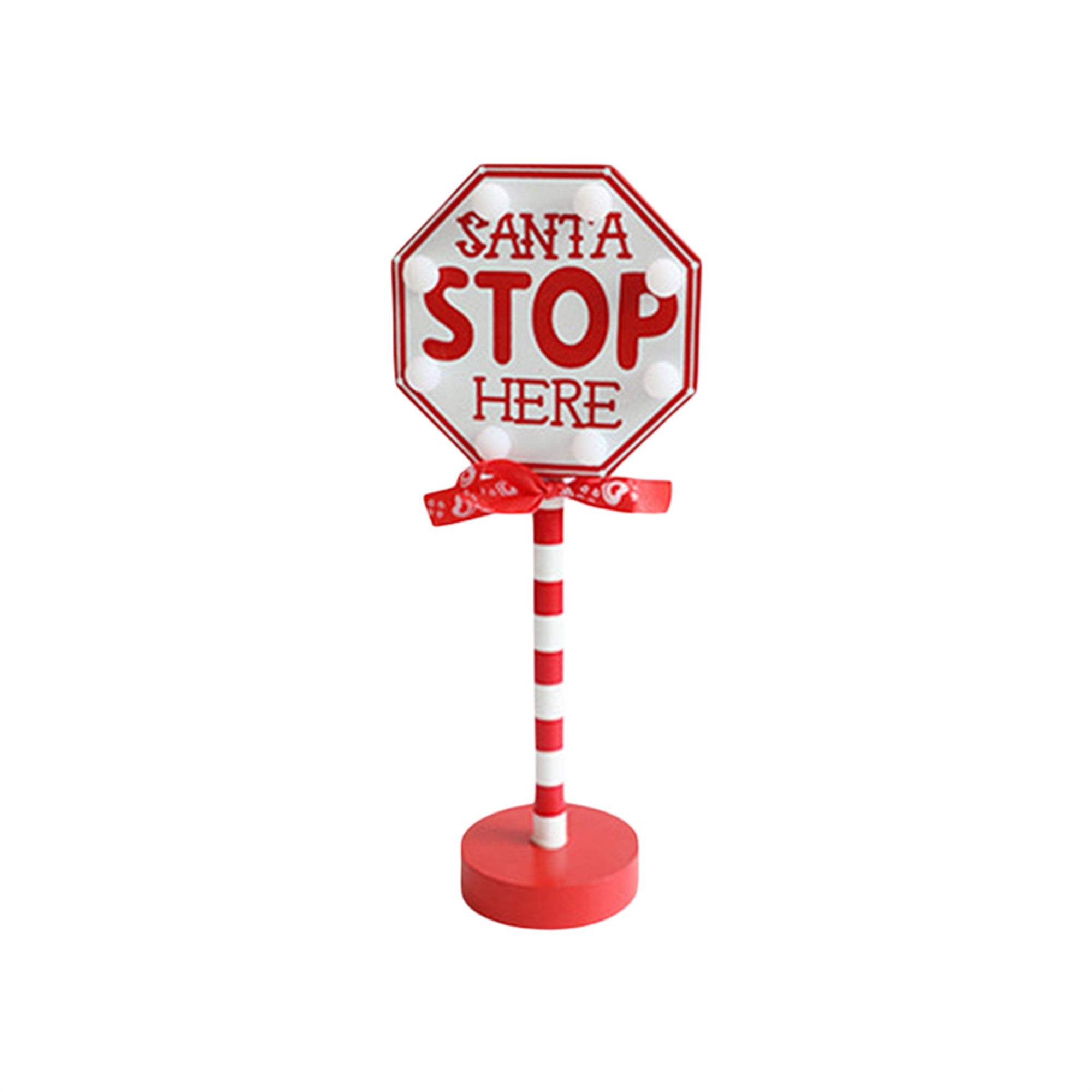Christmas Santa Stop Here Sign Cute LED Light Up North Pole Sign ...