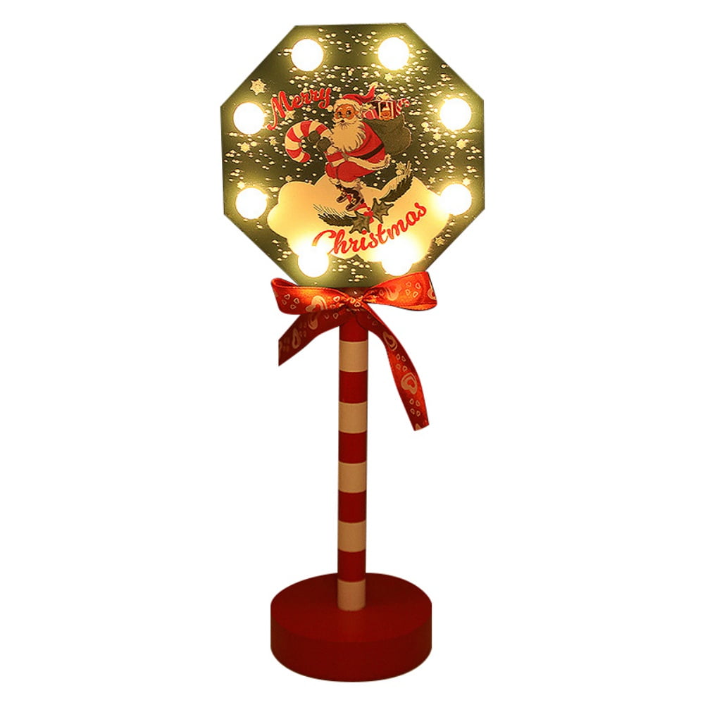 Christmas Santa Stop Here Sign with Multi-color LEDs Battery Operated ...