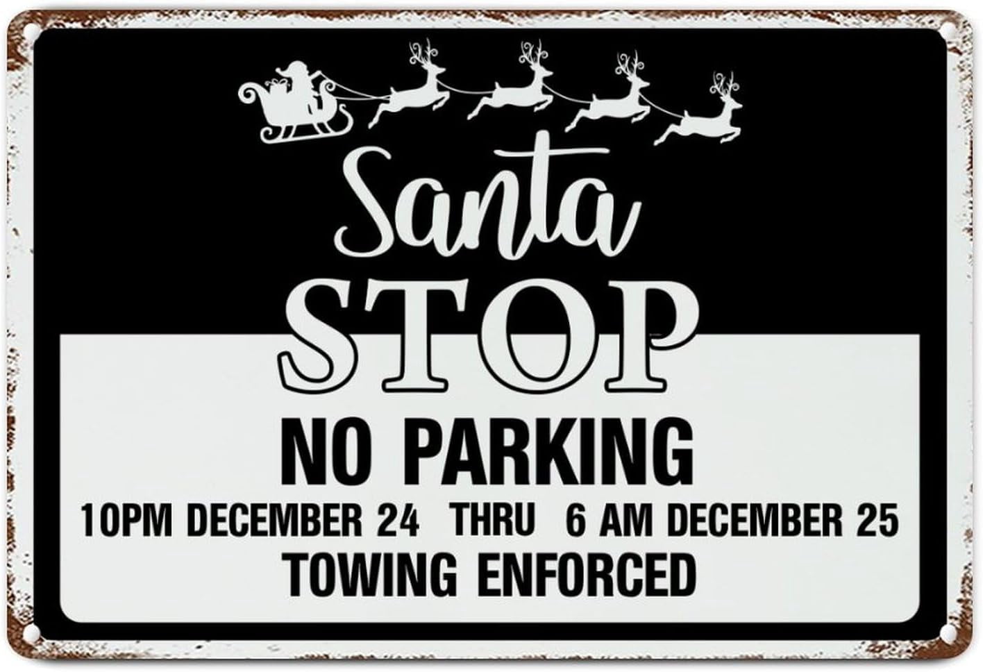 Christmas Santa Stop No Parking Decorative Warning Signs Metal Sign ...
