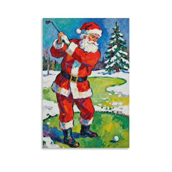 Christmas Santa Swimming Vintage Wall Art Picture Print Canvas Poster ...