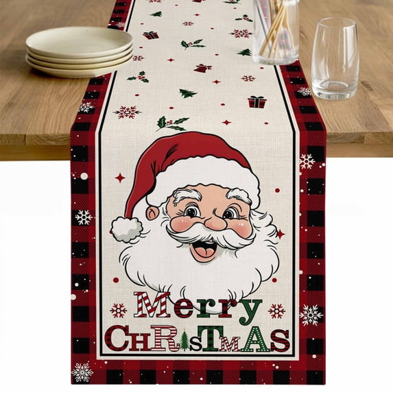 Christmas Santa Table Runner 72 Inches Long Farmhouse Dress Scarves ...