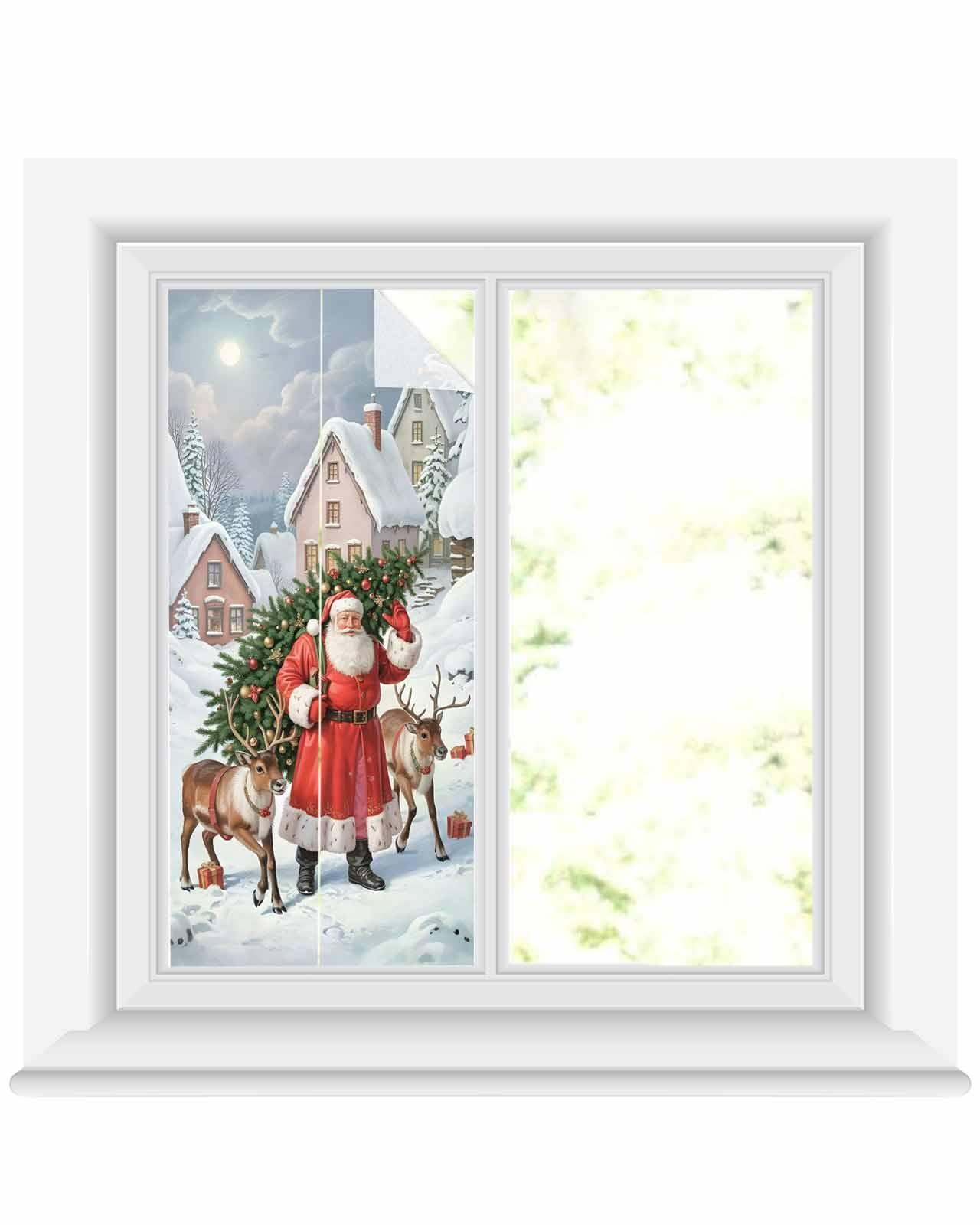 Christmas Santa Window Privacy Film Stained Glass Window Film ...