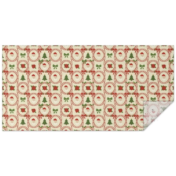 Christmas Santa Wreath Beige Pattern Rectangular Tablecloth 60x120 Inch ...