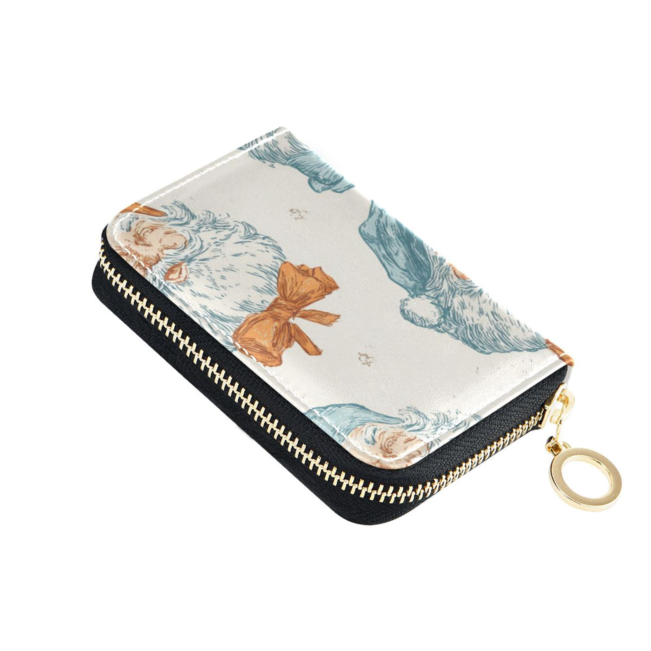 Christmas Santa with Bows Retro Women's Credit Card Holder PU Leather ...