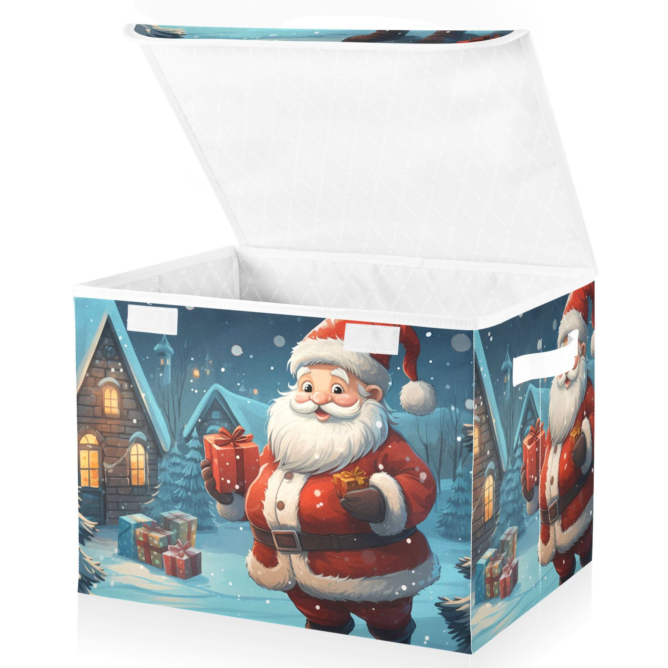Christmas Santaclaus in Snow Large Lidded Bin Foldable Storage Baskets ...