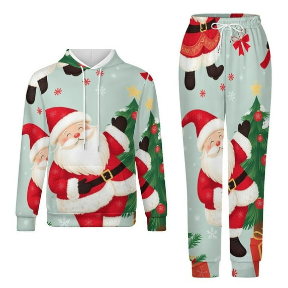 Christmas Santas And Festive Elements Hoodie Pant Suits Men Women ...
