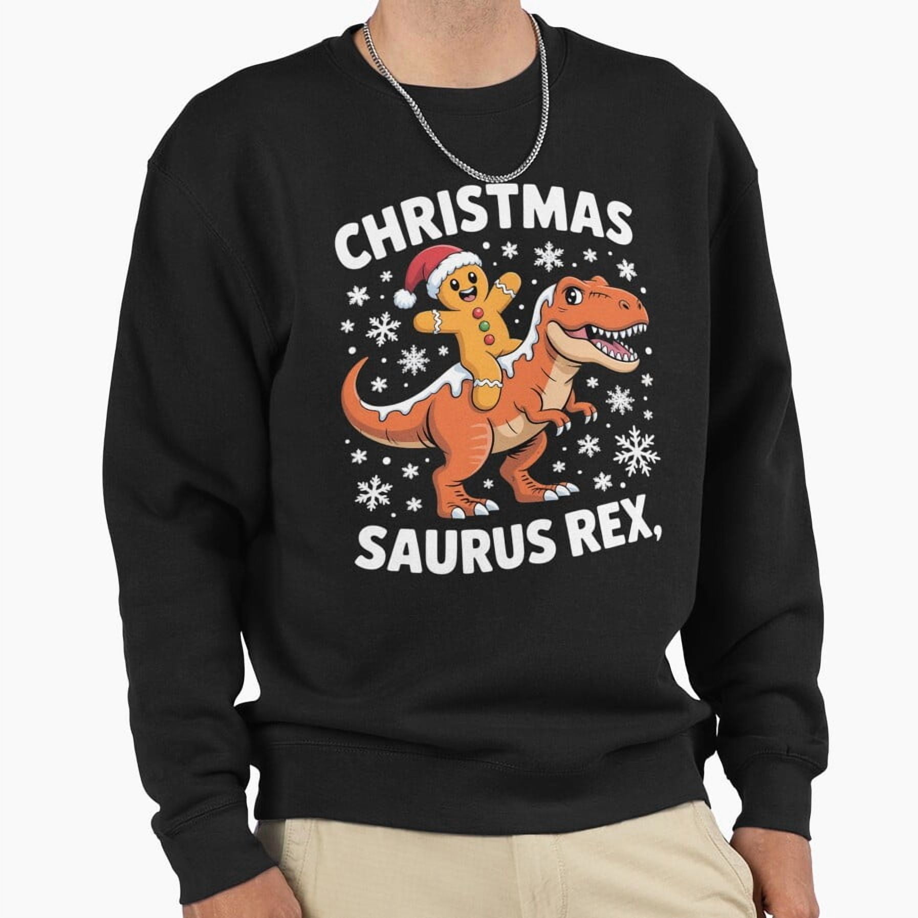 Christmas Saurus Rex Gingerbread Man Cookie Graphic Unisex Sweatshirt ...