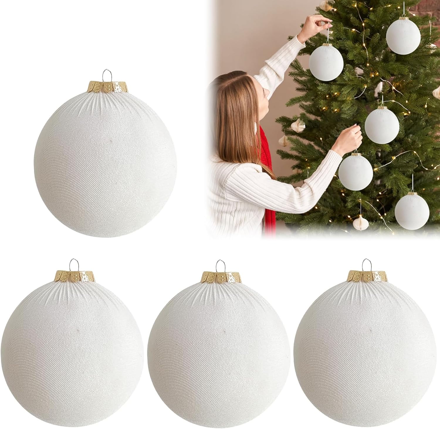 Velvet Christmas Ornaments Balls,4Pcs 4 Inch Large Velvet Ornaments for ...