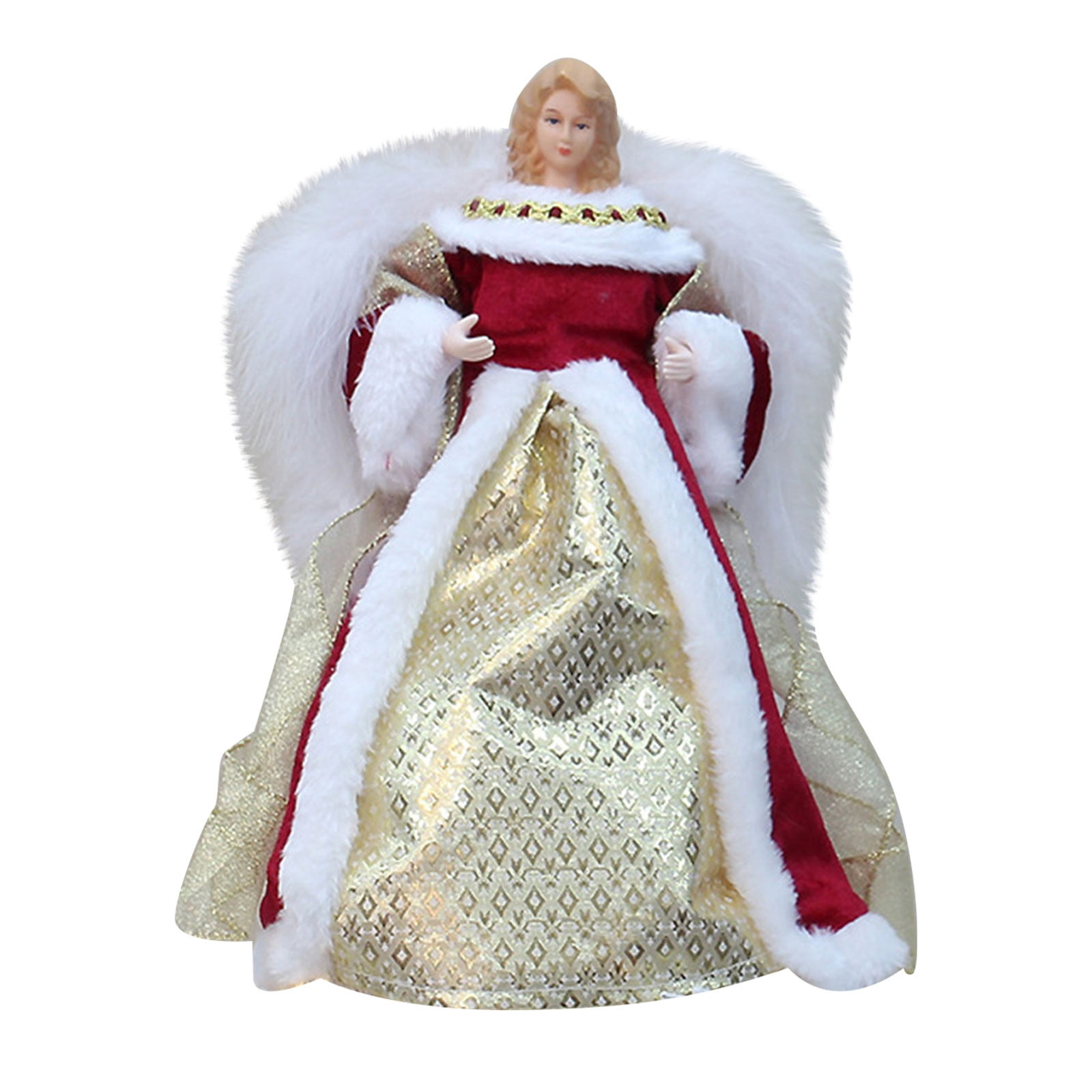 Christmas Savings! Dvkptbk Christmas Angel Doll Tree Top Star Gold Red ...