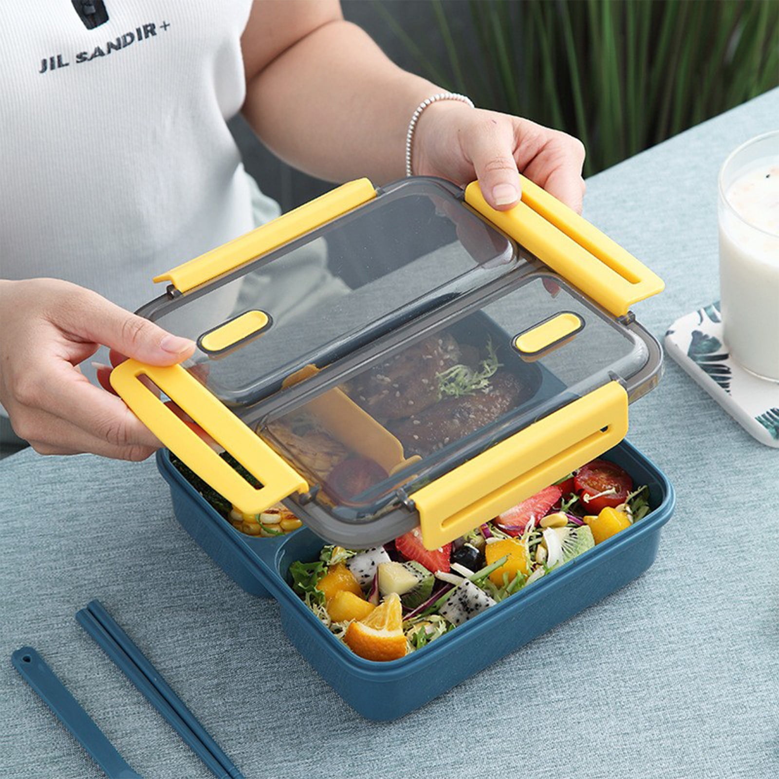 QTOCIO Food Storage Containers, Lunch Box 1100 ML 3-Compartment Bento ...
