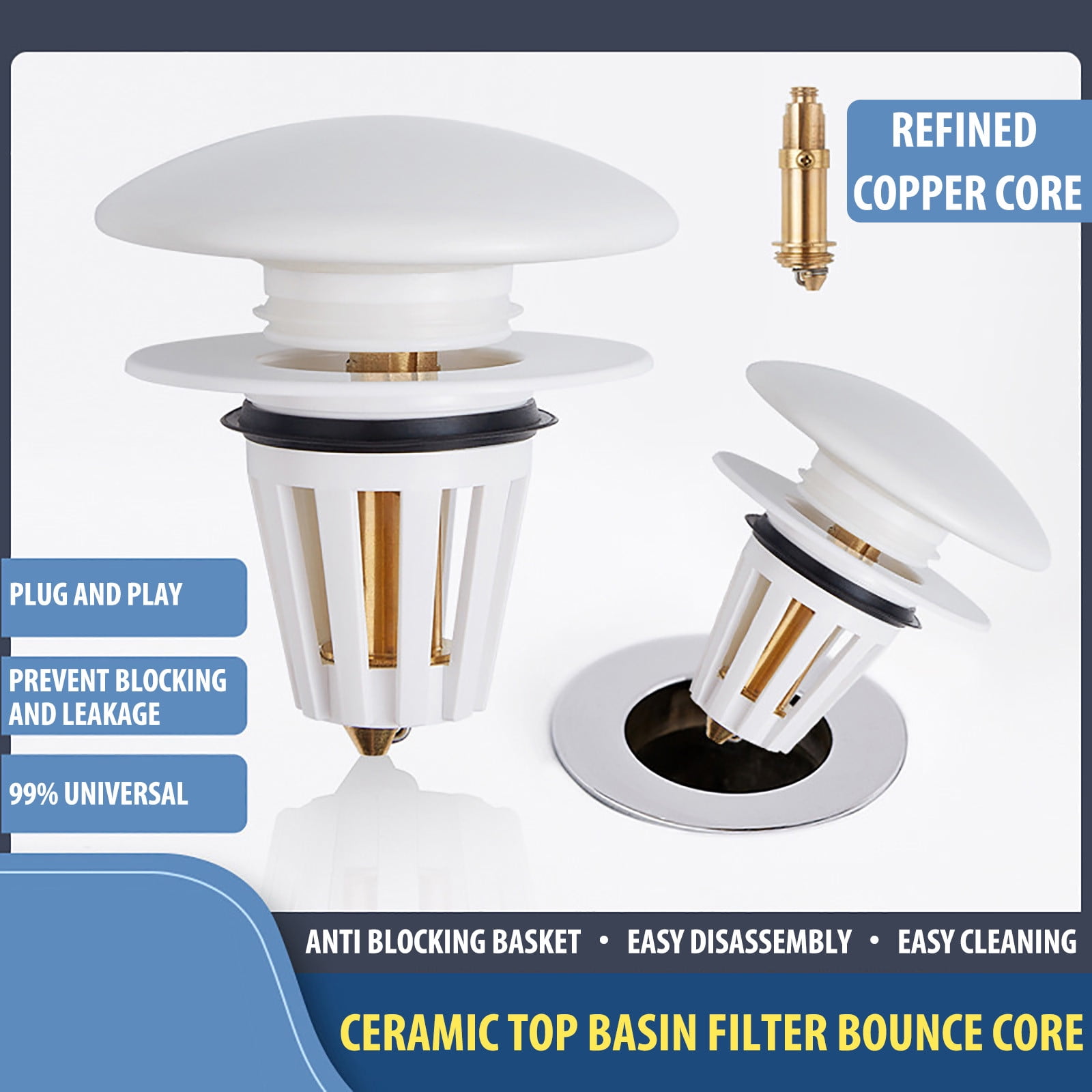 QTOCIO Tools, Universal Wash Basin Core Bounce - Ceramic Cover Bathroom ...