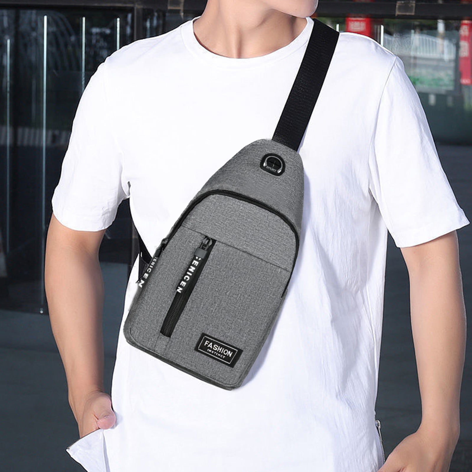 QTOCIO Travel Bag, Strap Bag Crossbody Backpack With Headphone Hole ...