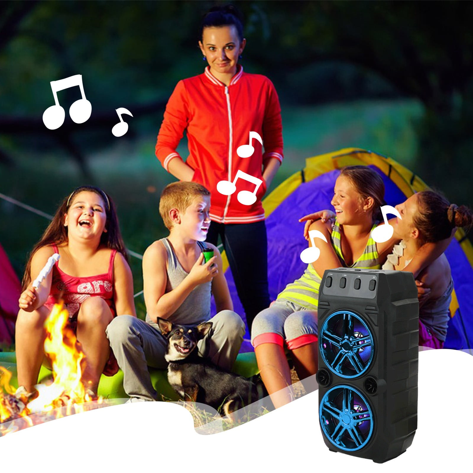 QTOCIO Wireless Bluetooth Speaker, Dual Speakers, Outdoor Portable High Volume S-quare Dance ...
