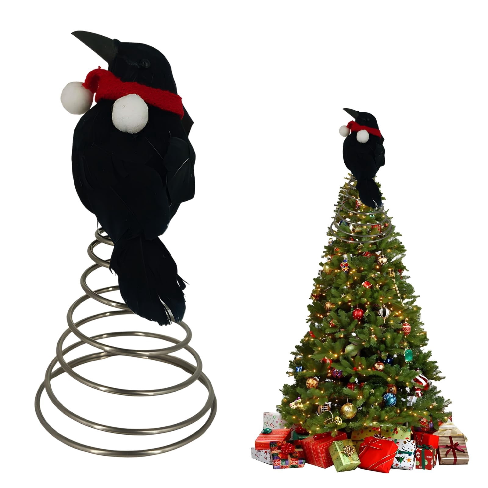 Christmas Scarf Raven Tree Top Decoration/ Christmas Crow Tree Topper ...