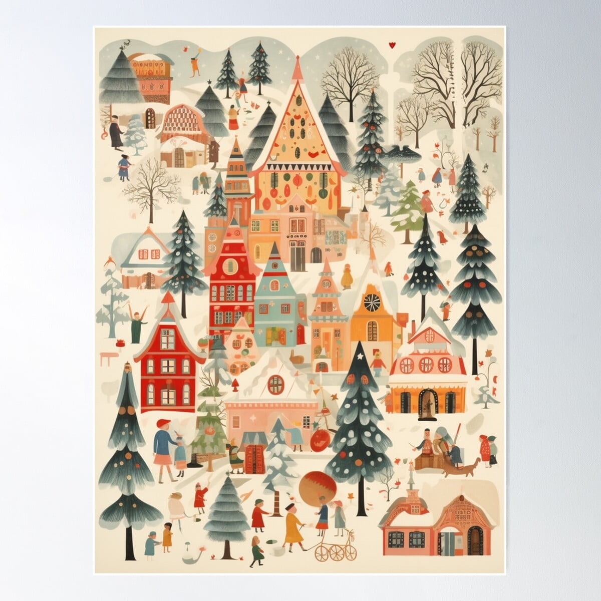 Christmas Scene Poster Wall Art, Modern Wall Decor For Living Room ...