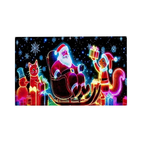 Christmas Scene Wall Art Print Santa Claus Decorating Tree with ...