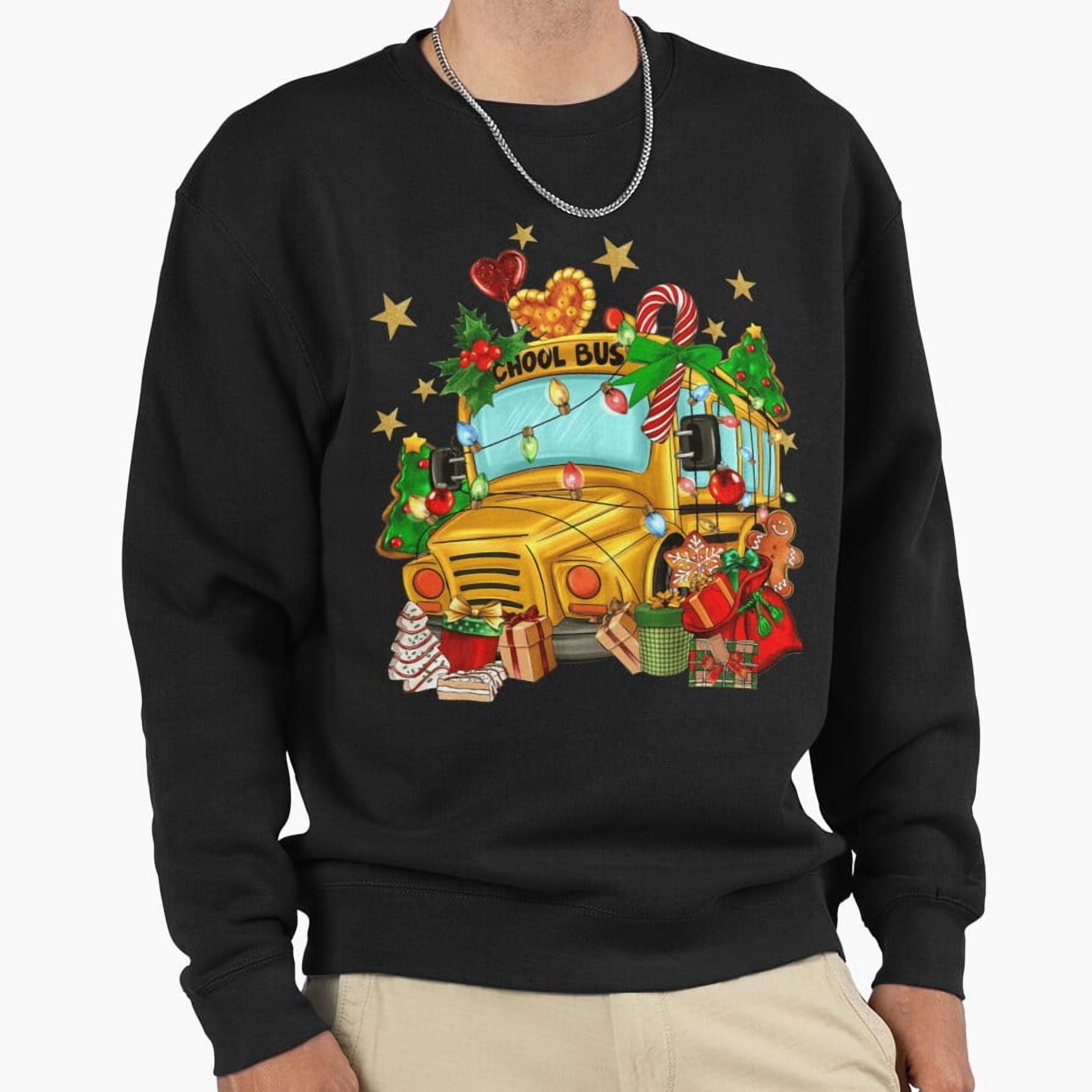 Christmas School Bus Cookies Lights Graphic Unisex Sweatshirt Retro ...
