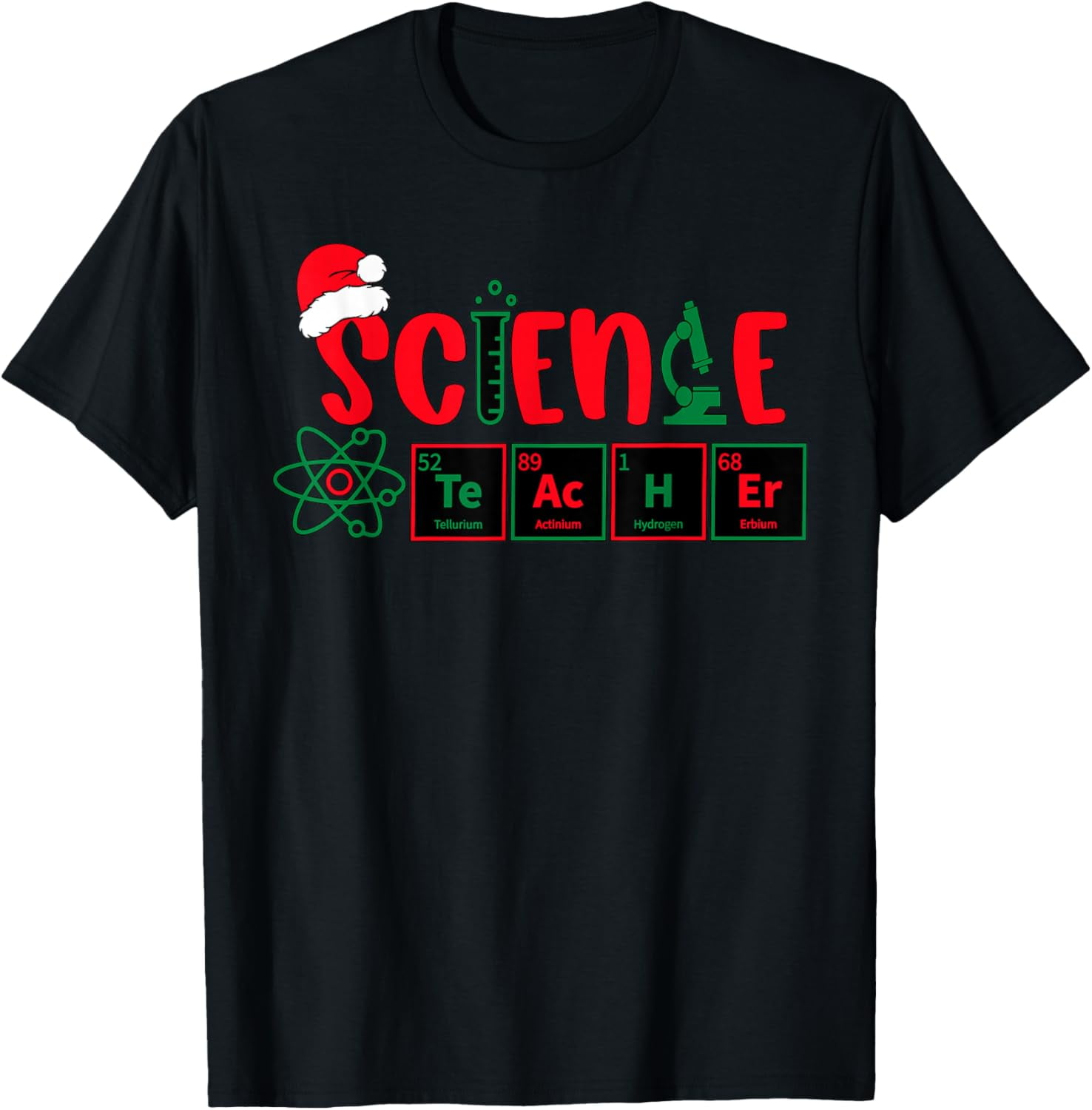 Christmas Science Teacher Santa Educator Chemical Elements T-Shirt ...