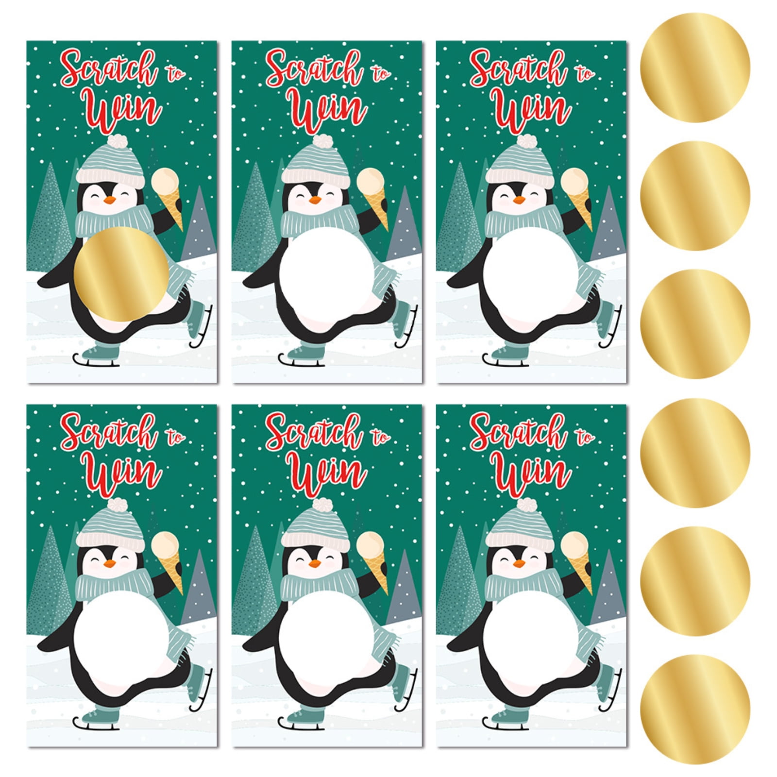 Christmas Scratch Off Cards Game Set Cartoon Snowman and Christmas Tree ...