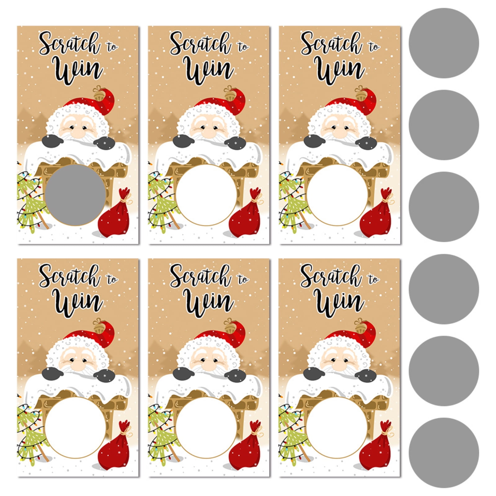 Christmas Scratch Off Cards Game Set Cartoon Snowman and Christmas Tree ...