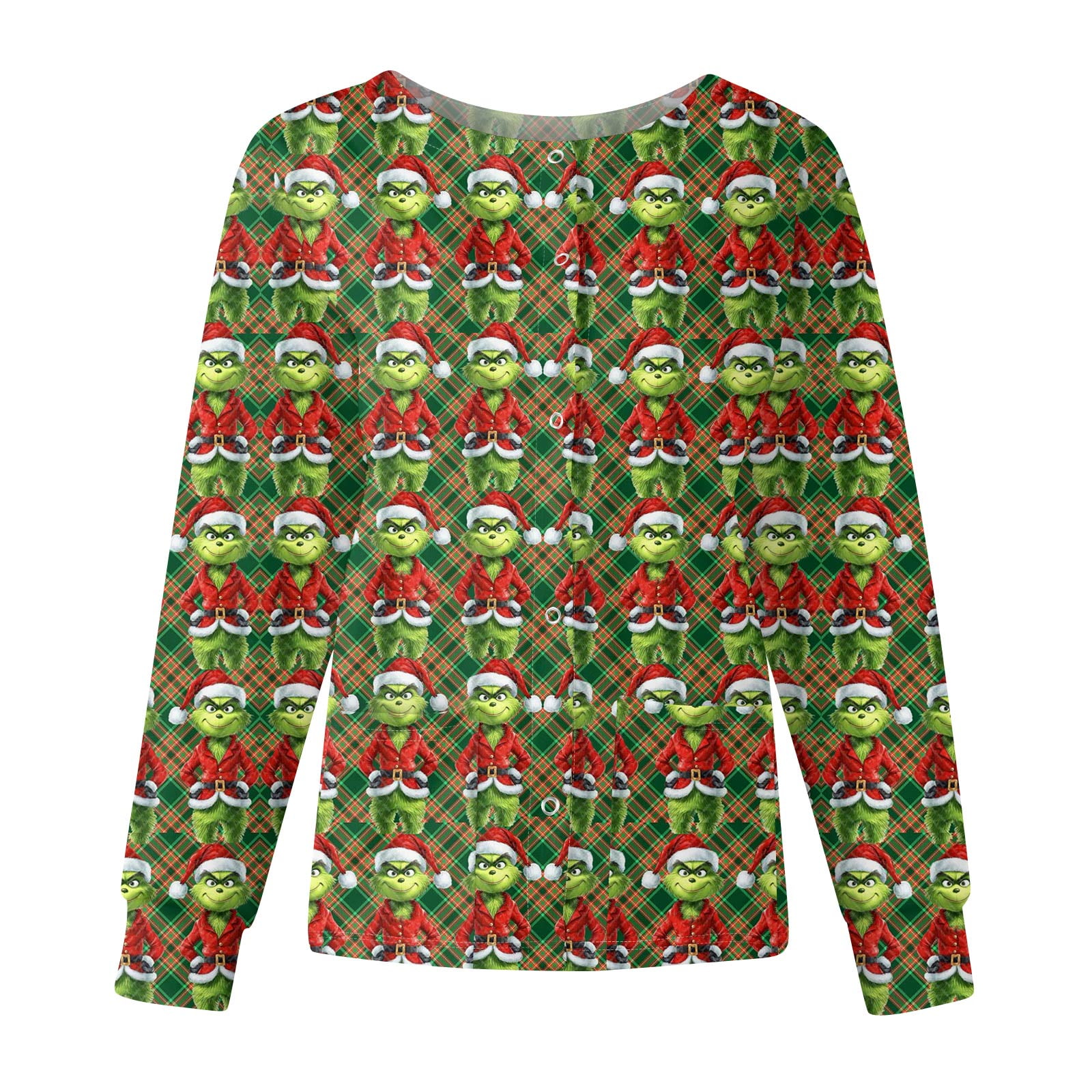 Christmas Scrub Jackets for Women Long Sleeve Snap Front Nurses ...