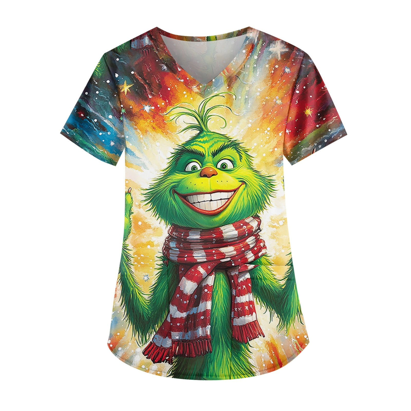 Christmas Scrub Tops, Scrubs Top for Women 2025, Plus Size V-Neck Short ...