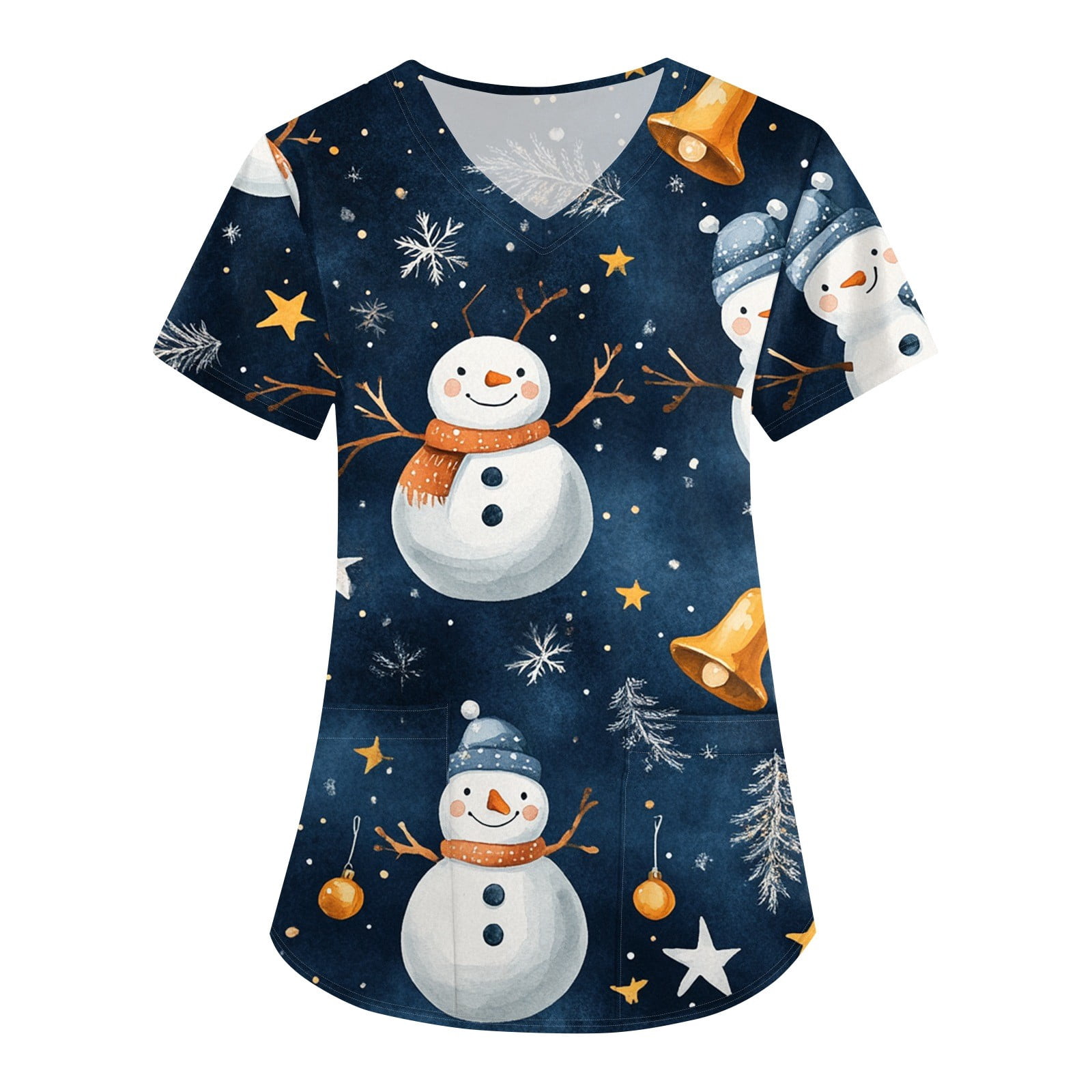 Christmas Scrub Tops Women Clearance Gifts snowflake Graphic Short ...