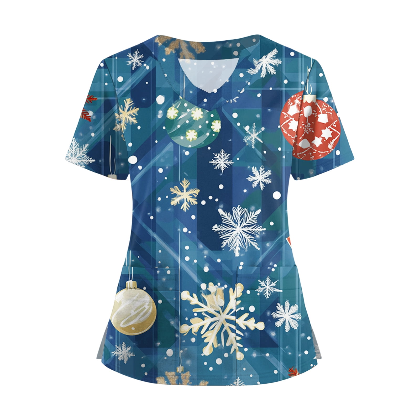 Christmas Scrub Tops Women Short Sleeve Plus Size Scrubs Nursing ...