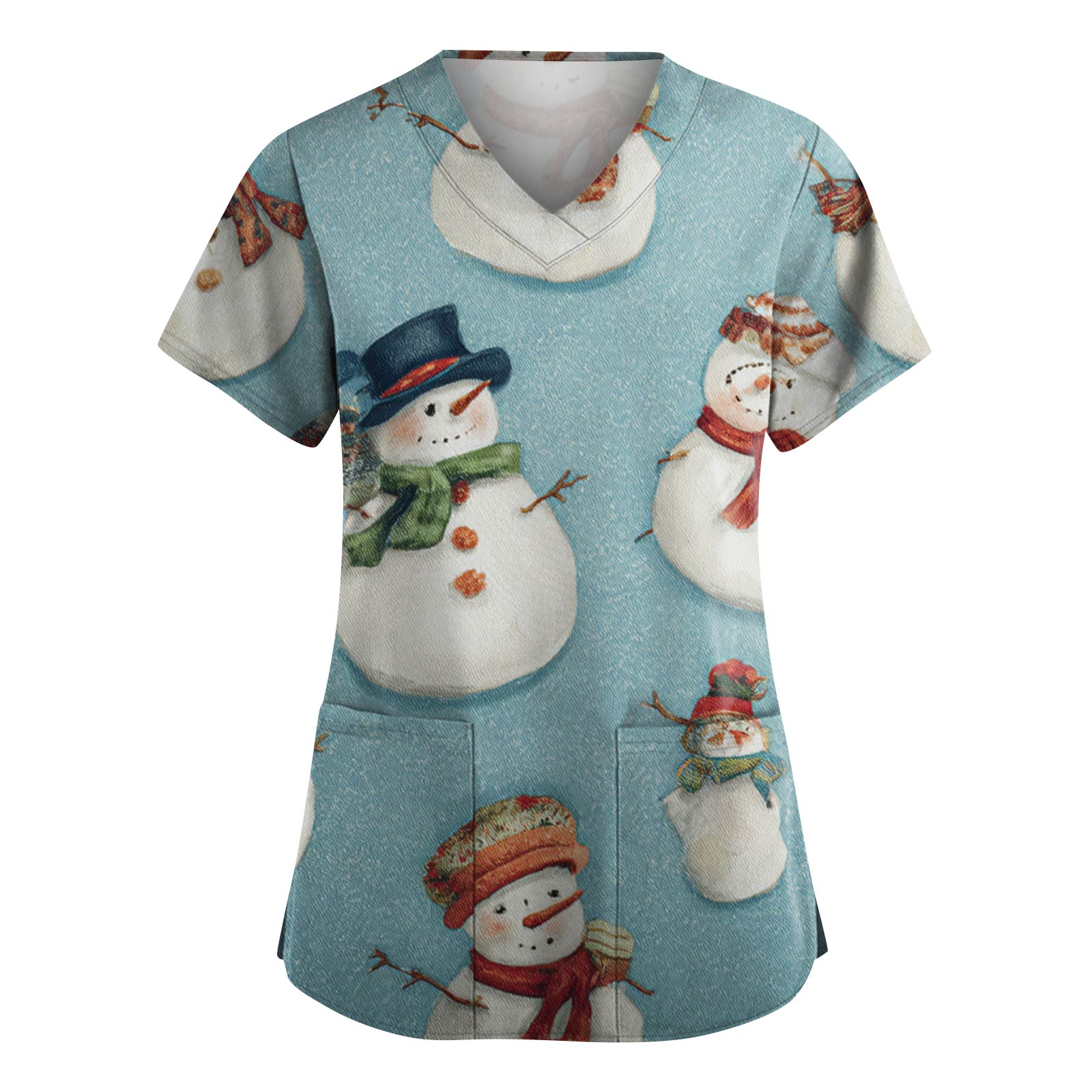 Christmas Scrub Tops Women Short Sleeve V Neck Nurses Scrubs with ...