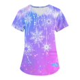 Christmas Scrub Tops Women Slim V Neck Short Sleeve Nurse Shirts