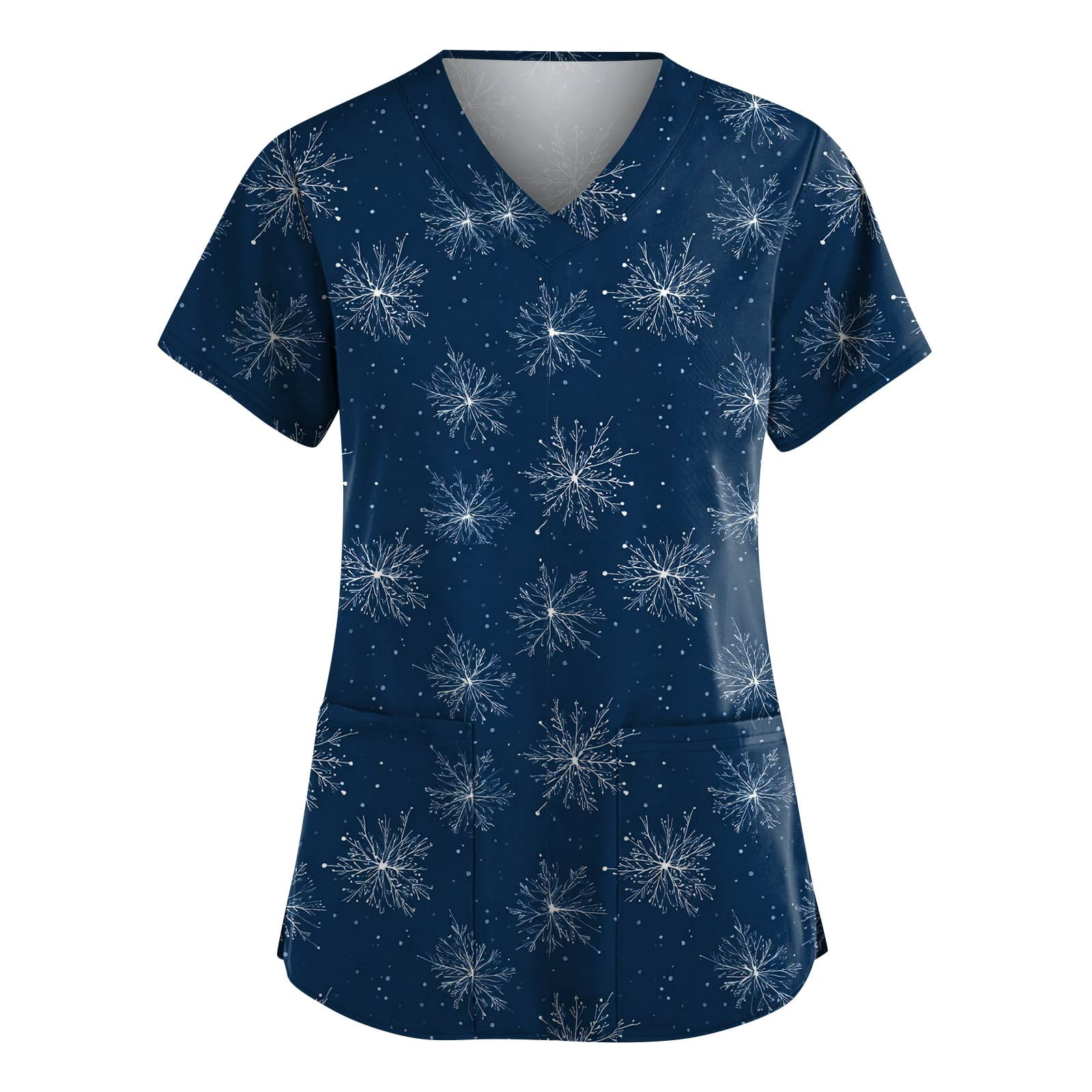 Christmas Scrub Tops women V Neck Short Sleeve Nursing Scrubs with ...