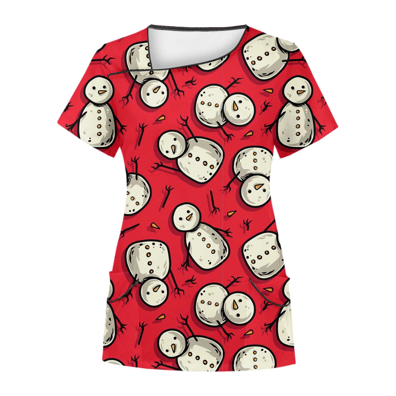 Christmas Scrubs for Women Christmas Pattern Women's Short Sleeve ...