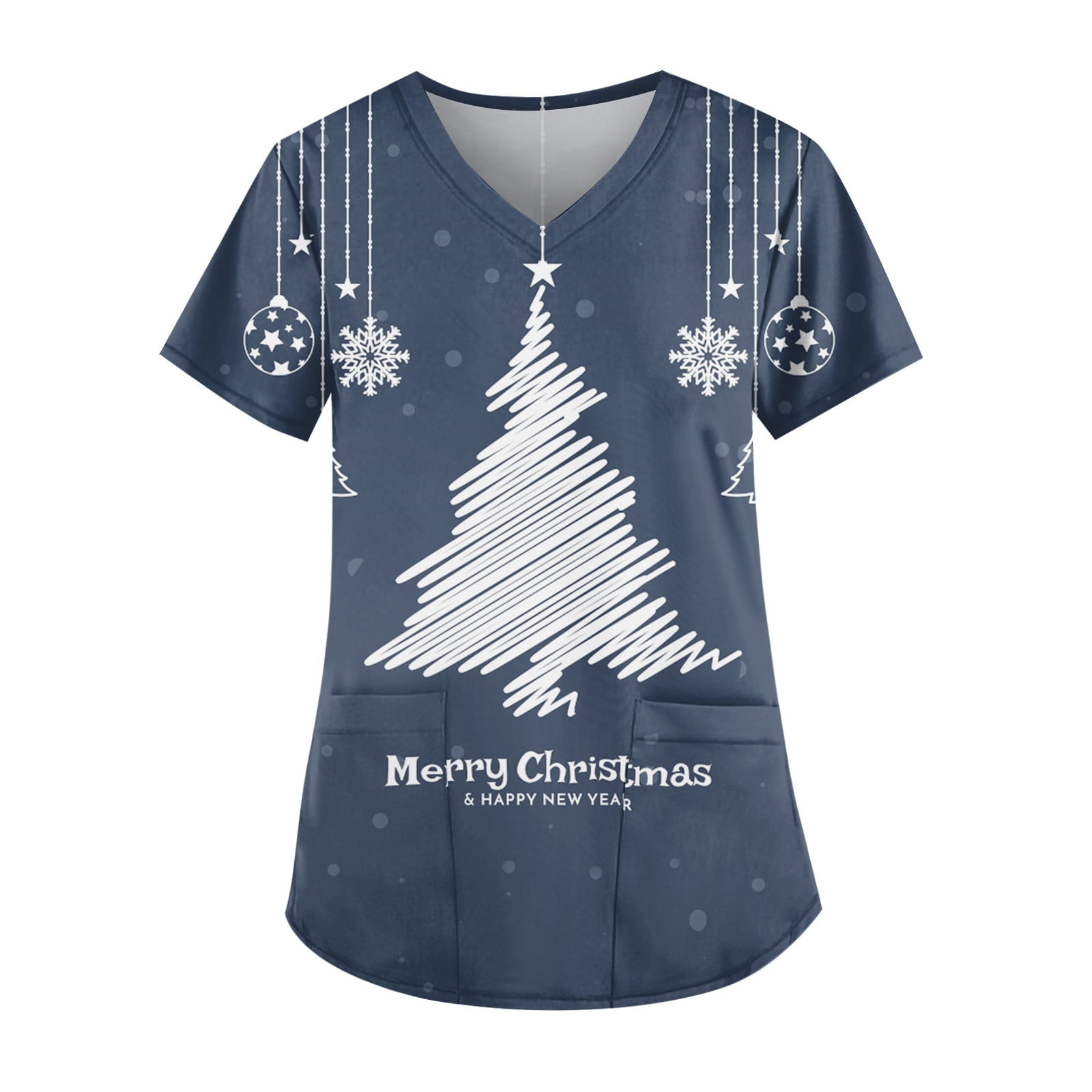 Christmas Scrubs for Women Clearance Professional snowflake Print Short ...